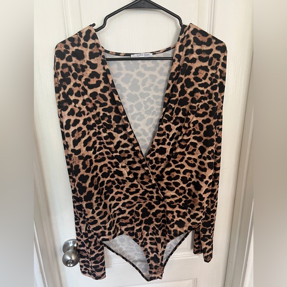 Zara | Tops | Zara Leopard Print Bodysuit | Poshmark